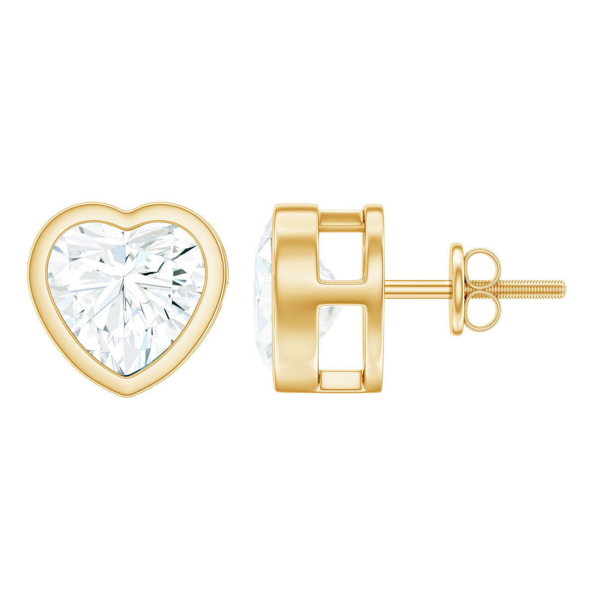 Certified Bezel Set 7mm Lab Grown Diamond Heart Earrings – Rosec Jewels
