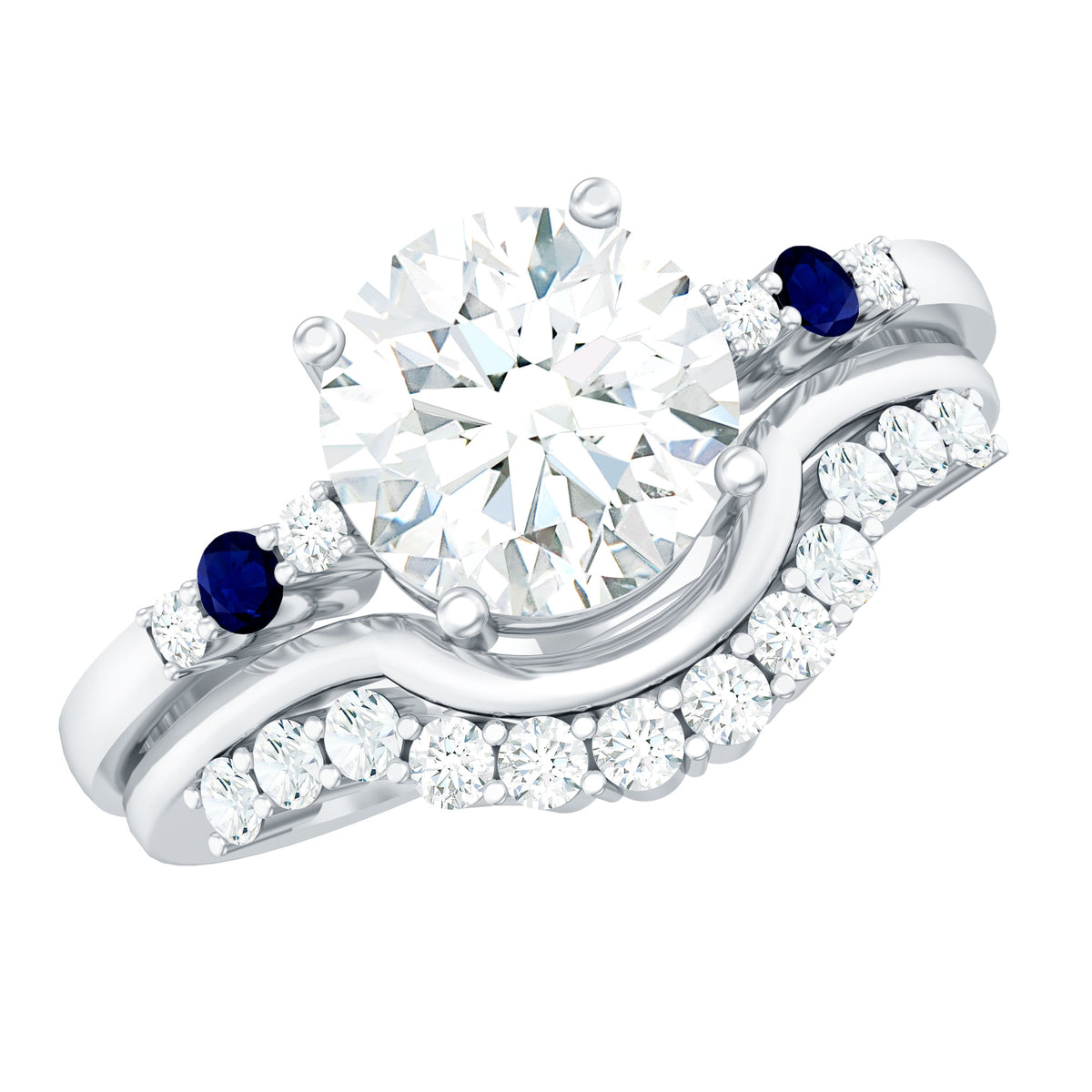 Certified 8MM Moissanite Engagement Ring With Wedding Band – Rosec Jewels