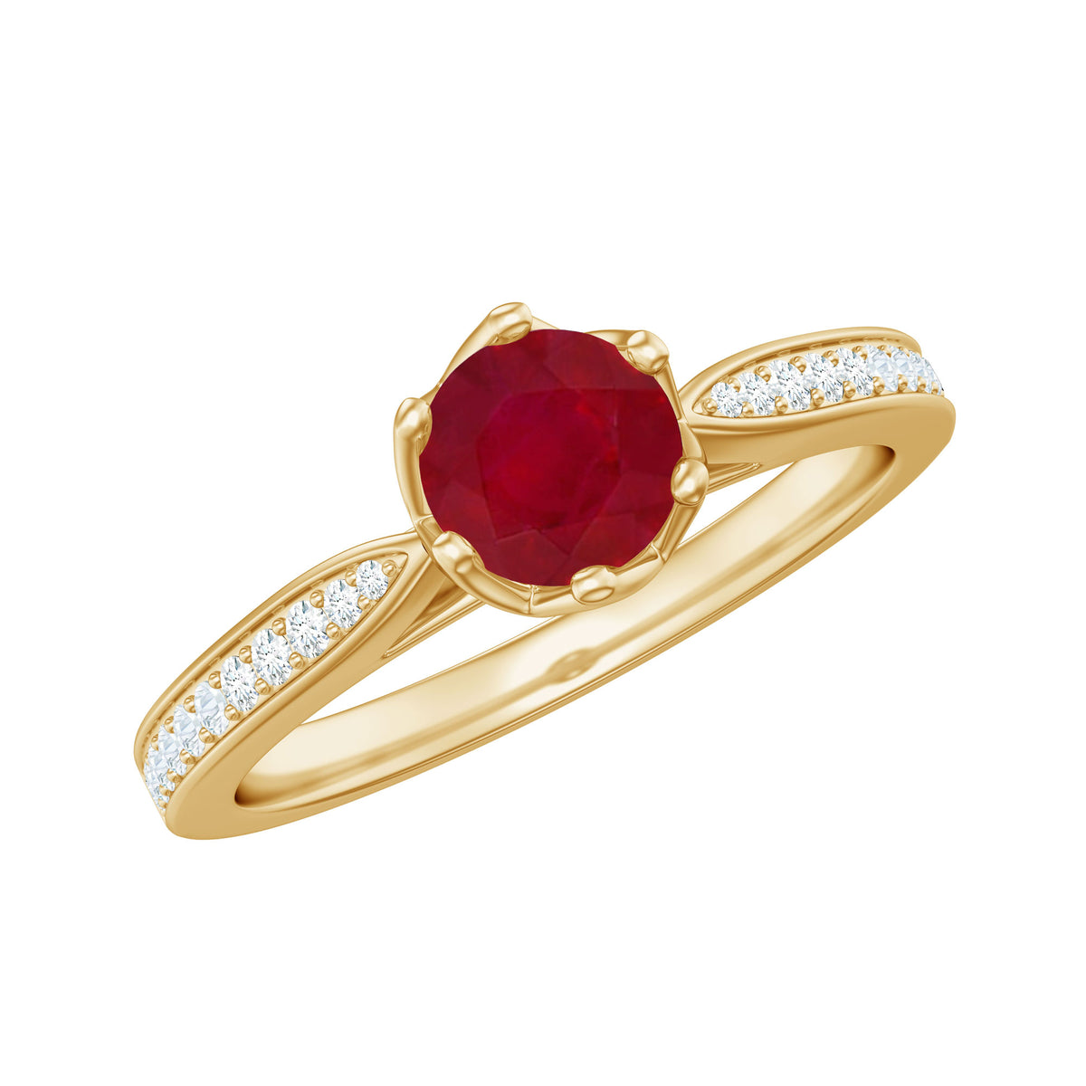 Genuine Ruby Solitaire Engagement Ring with Diamond – Rosec Jewels