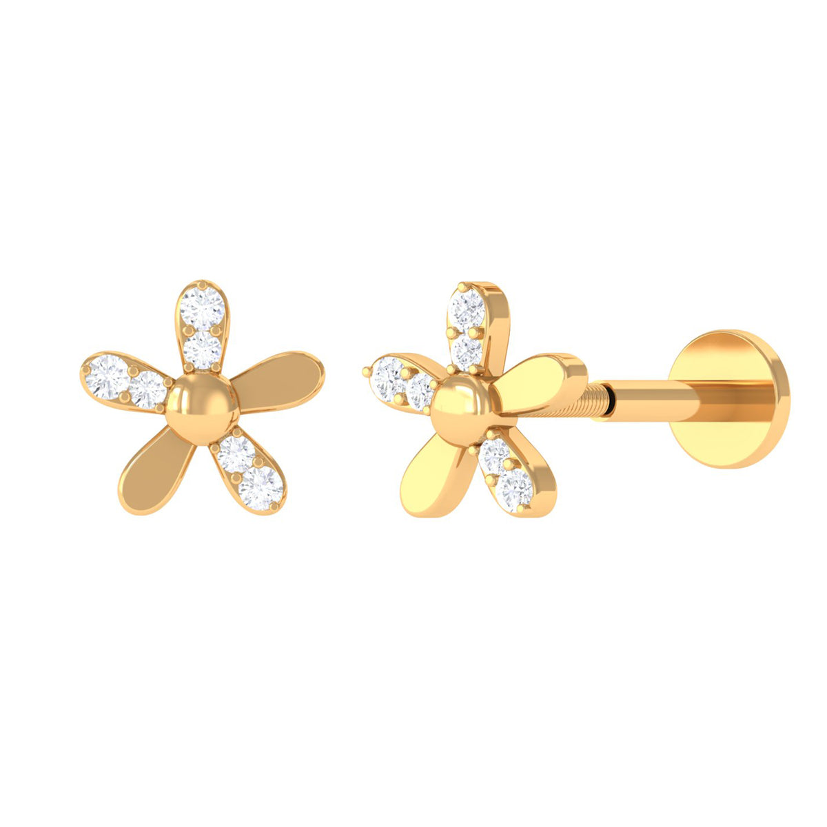 Simple Diamond Floral Earring for Cartilage Piercing – Rosec Jewels