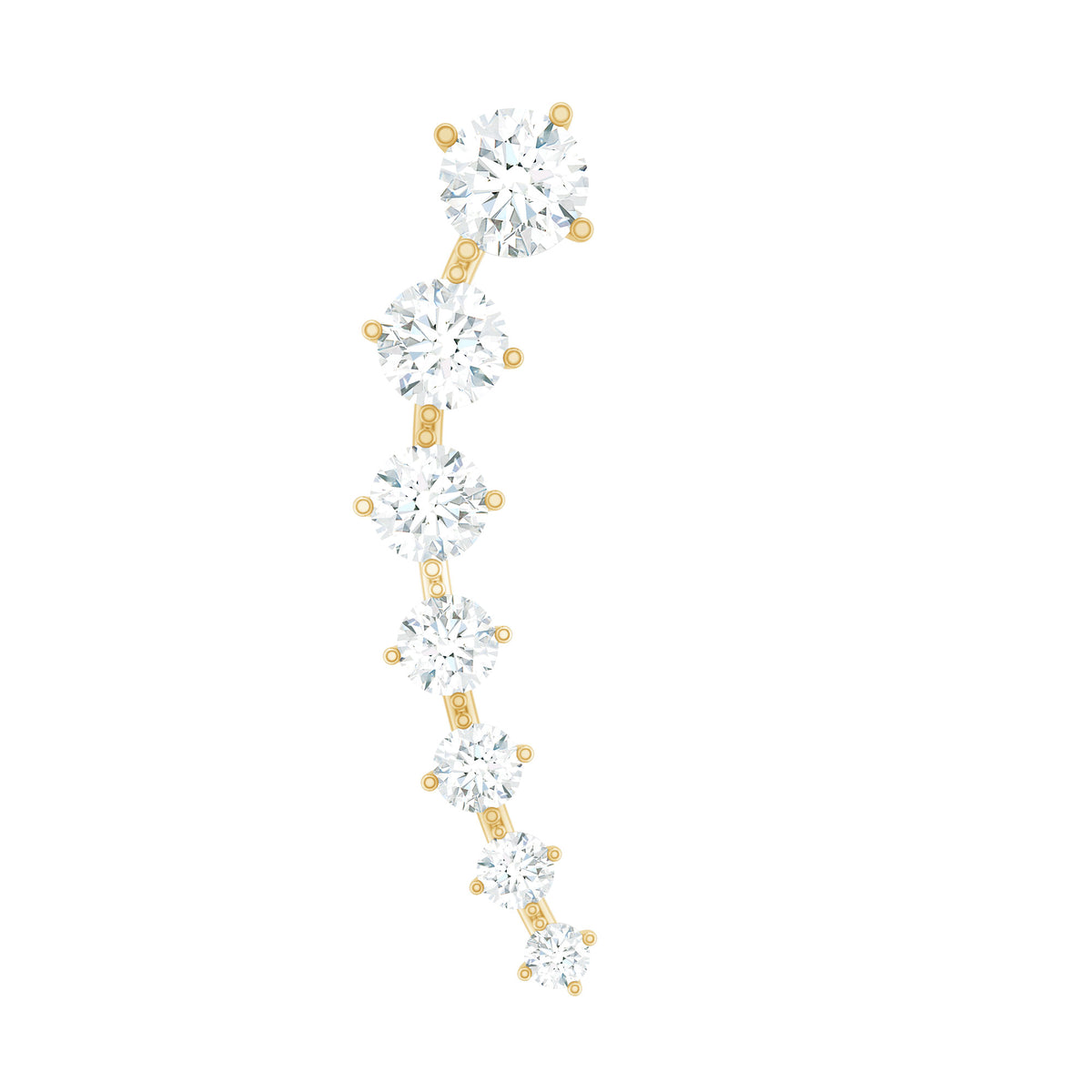 Graduated Style Moissanite Ear Crawler Earring for Helix Piercing ...