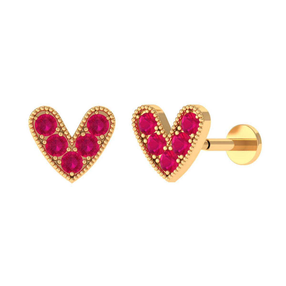 Natural Ruby Heart Earring for Helix Piercing – Rosec Jewels