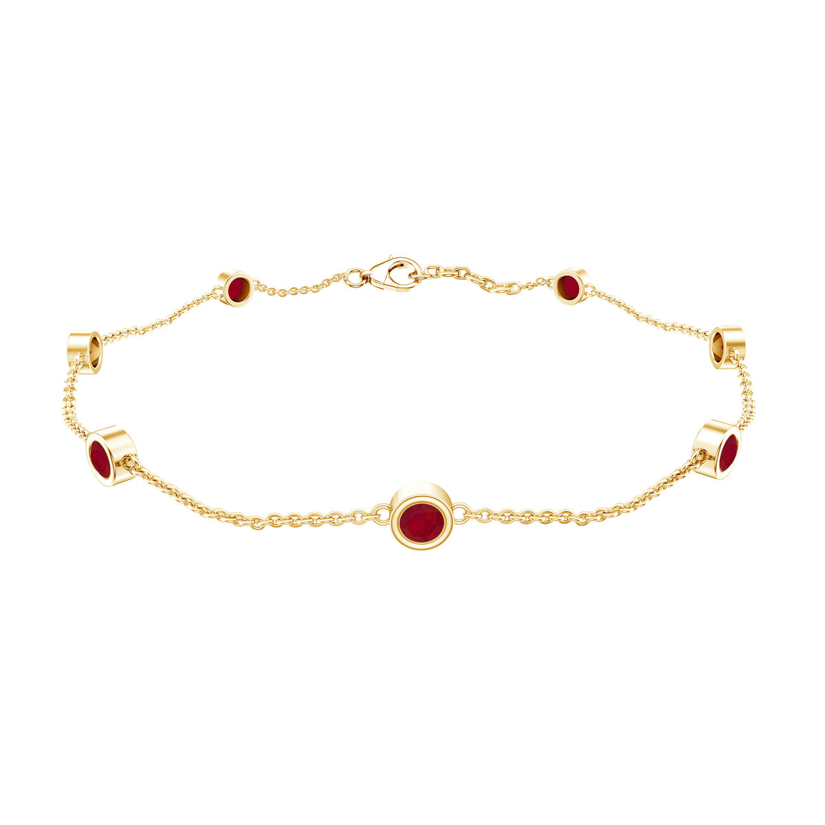 7 Stone Ruby Station Chain Bracelet with Certificate – Rosec Jewels