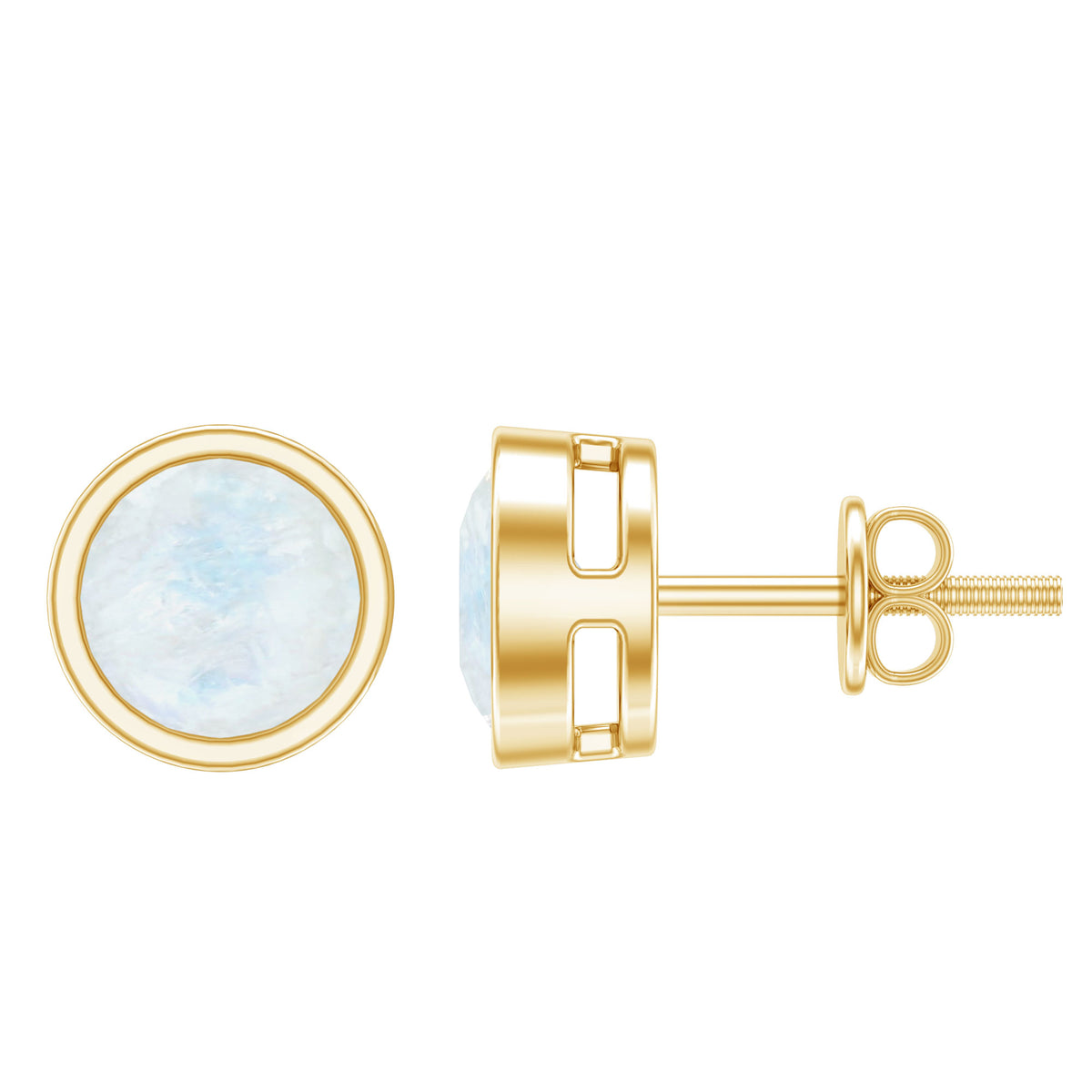 Real Moonstone Solitaire Stud Earrings in Bezel Setting – Rosec Jewels
