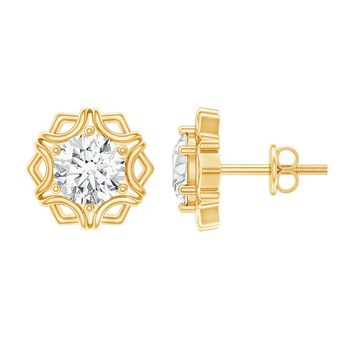 1 Carat Lab Grown Diamond Stud Earrings Screw Back – Rosec Jewels