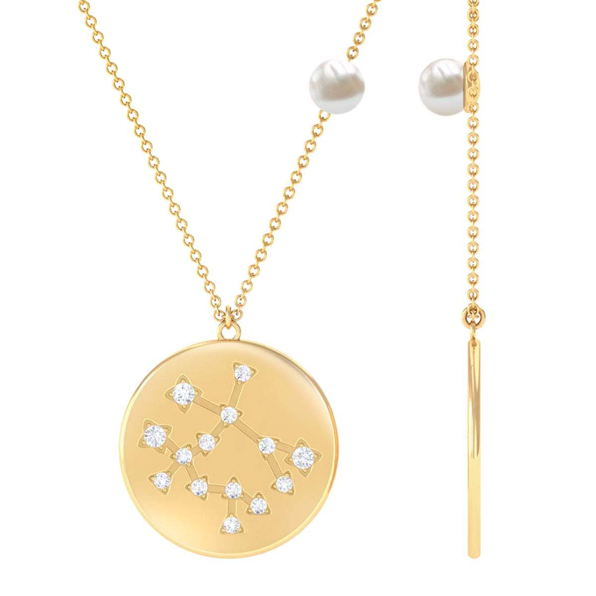 Freshwater Pearl and Diamond Zodiac Gemini Necklace – Rosec Jewels