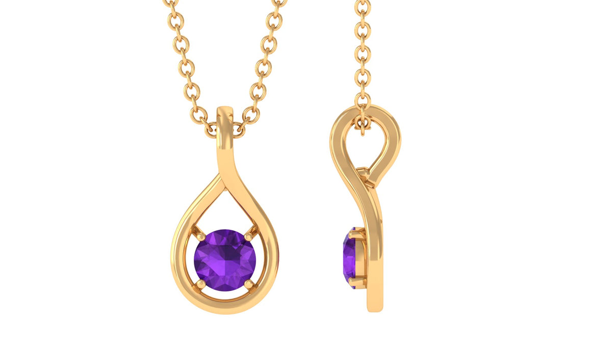 Round Amethyst Solitaire Teardrop Pendant – Rosec Jewels