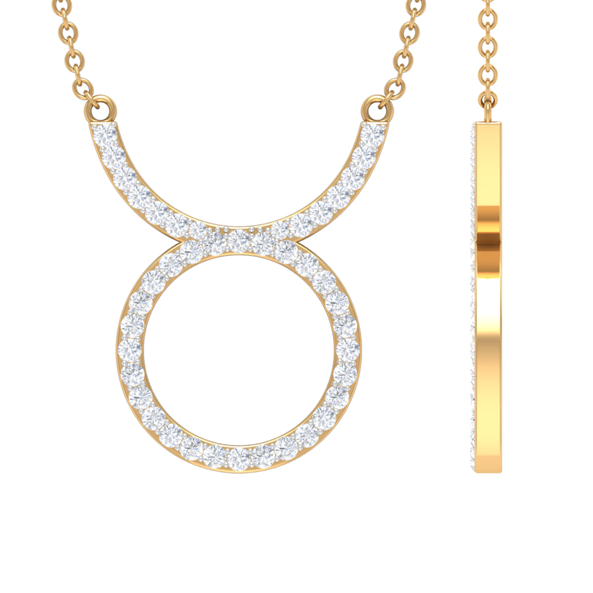 Pave Set Lab Grown Diamond Taurus Zodiac Sign Necklace – Rosec Jewels