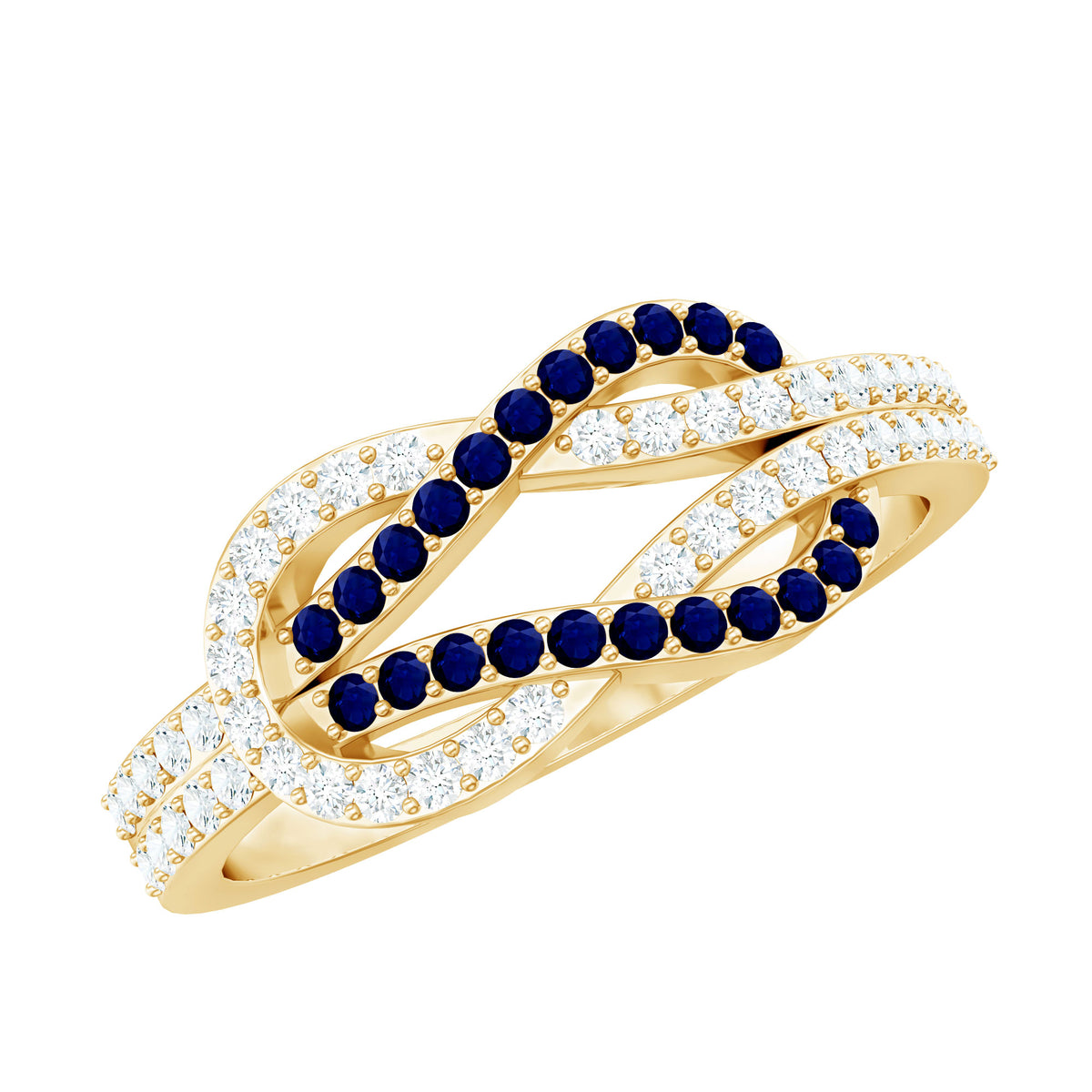 Blue Sapphire And Diamond Interlock Infinity Ring – Rosec Jewels