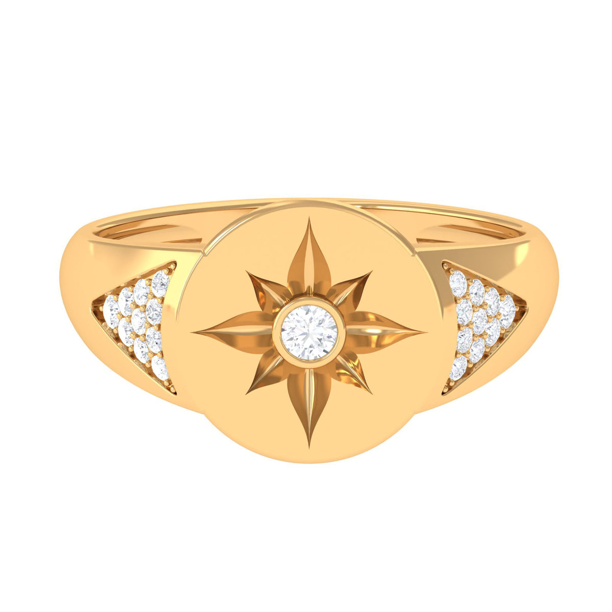 Round Diamond Signet Ring in Bezel Setting – Rosec Jewels