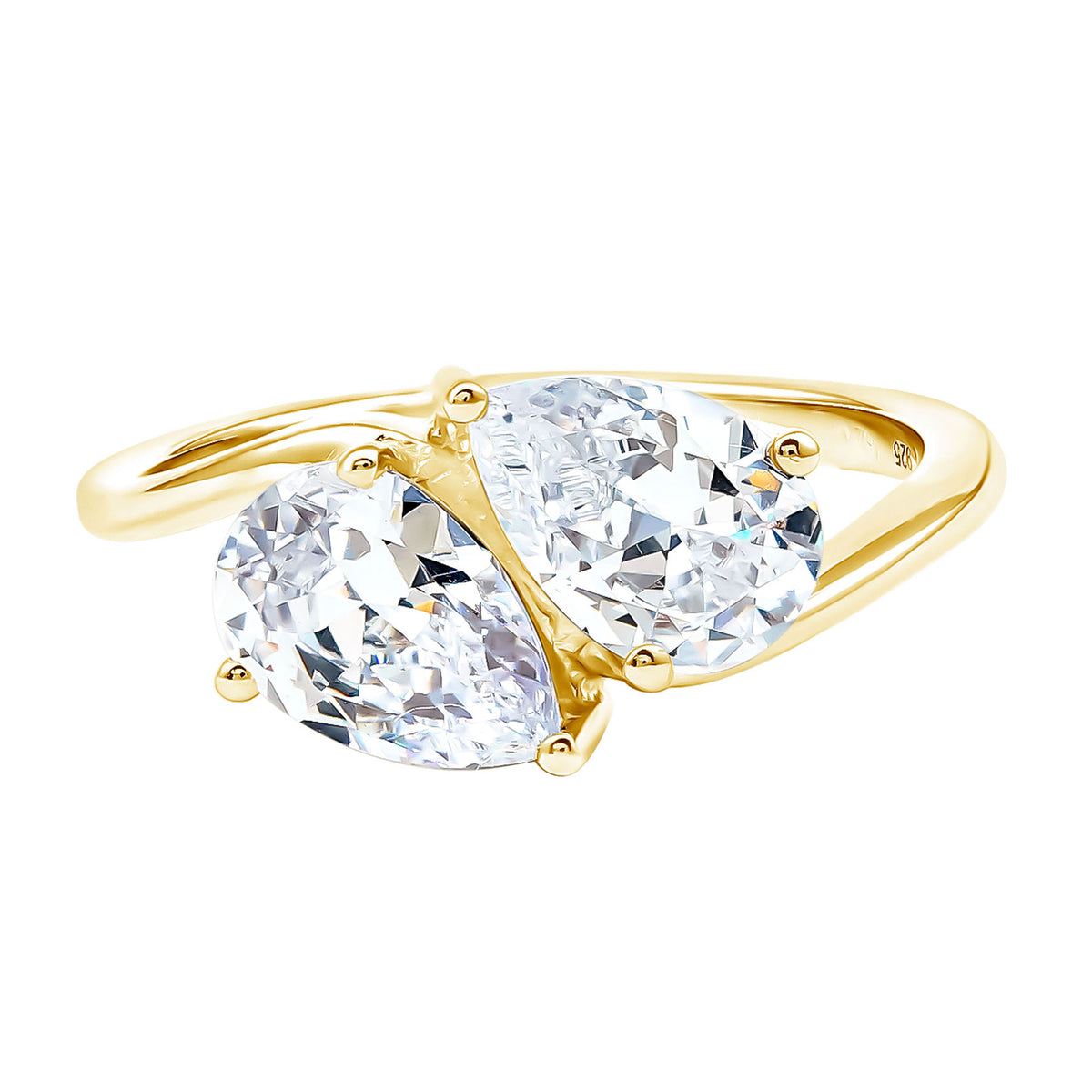 6X8 MM Pear Shaped Lab Grown Diamond Two Stone Engagement Ring – Rosec ...