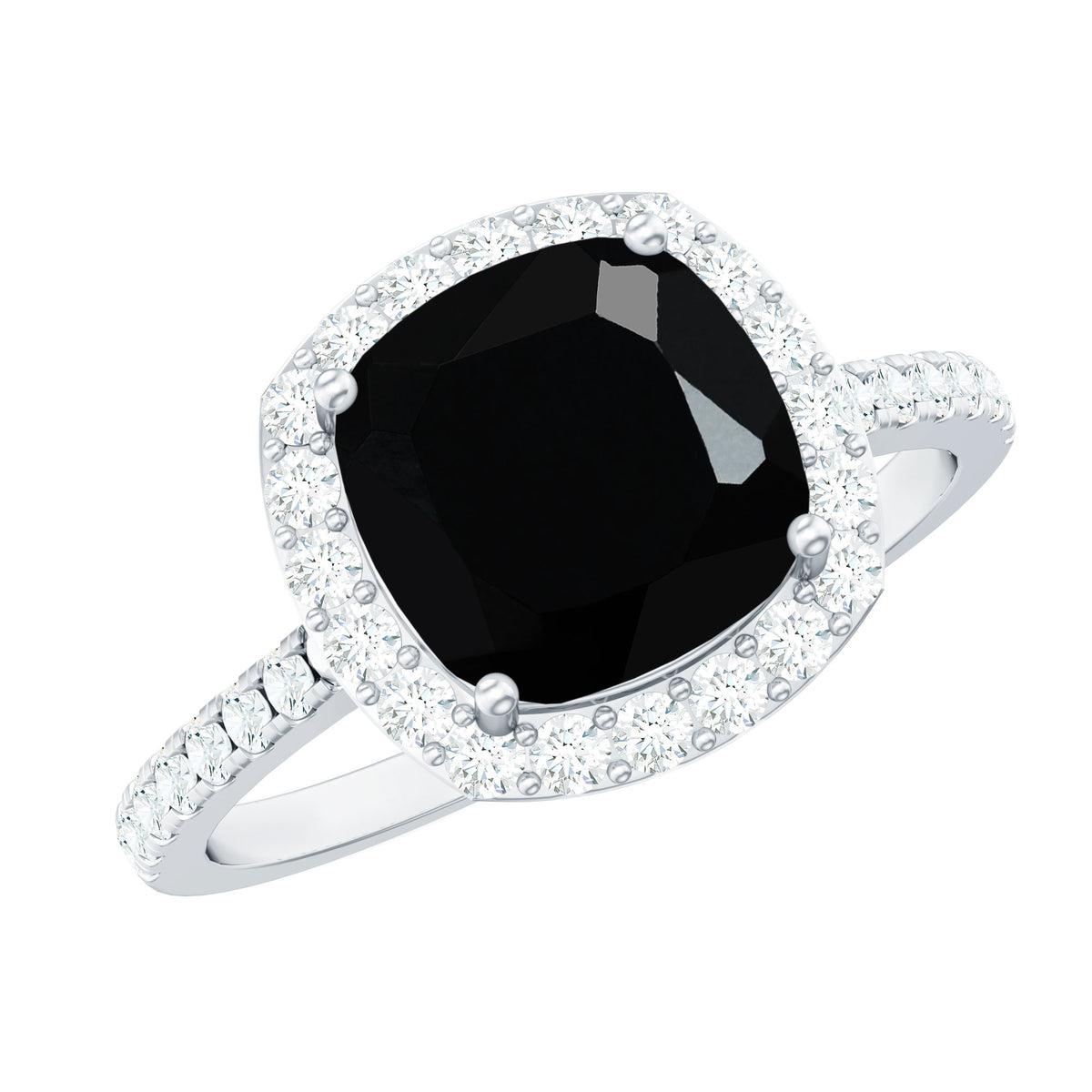 Vintage Inspired Lab Created Black Diamond Engagement Ring with Diamon ...