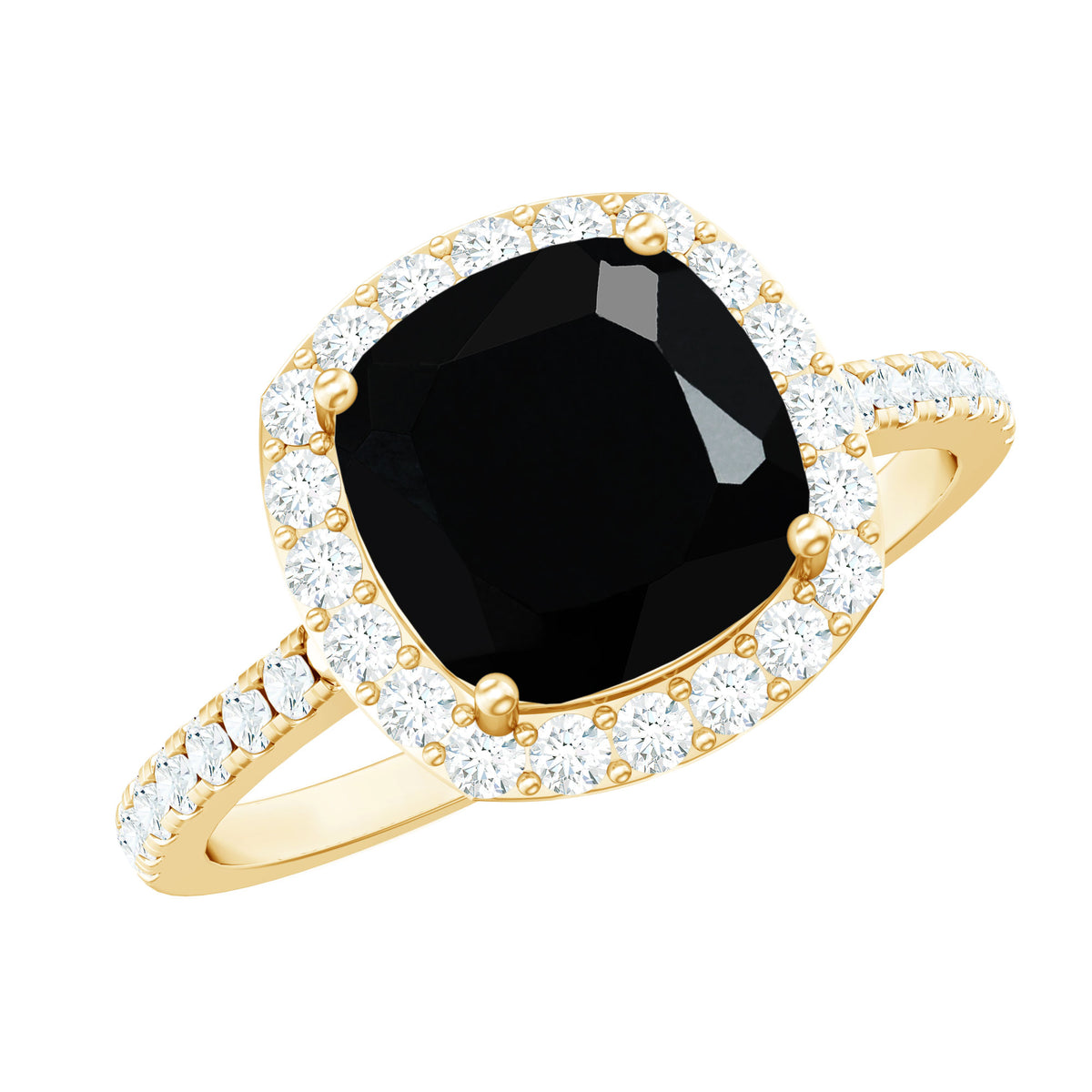 Vintage Inspired Lab Created Black Diamond Engagement Ring with Diamon ...