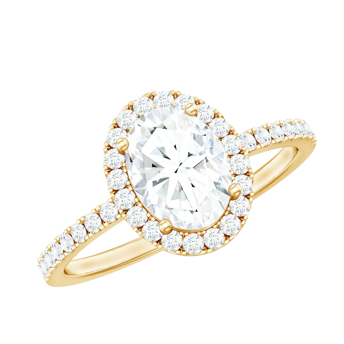 Oval Zircon Halo Engagement Ring – Rosec Jewels