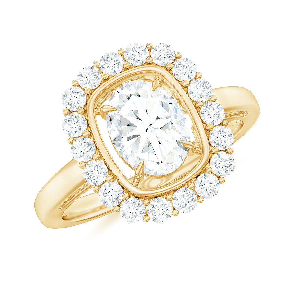 Oval Cubic Zirconia Halo Statement Engagement Ring – Rosec Jewels