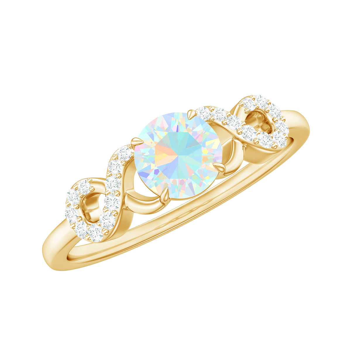 Certified Real Ethiopian Rainbow Opal Diamond Engagement Ring with ...