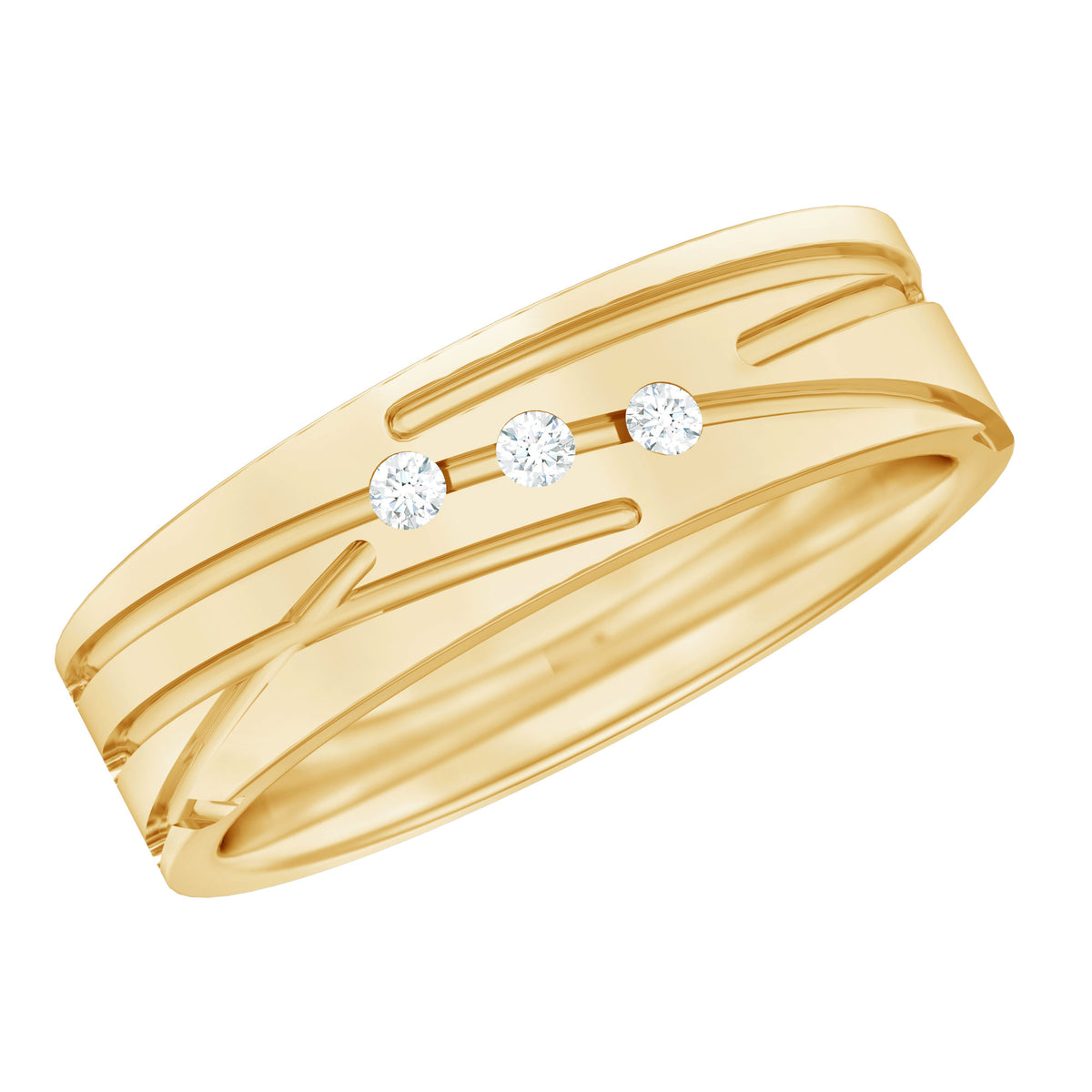 Diamond Wide Band Ring in Flush Setting – Rosec Jewels