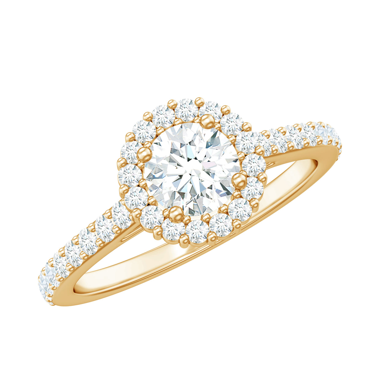 Lab Grown Diamond Halo Engagement Ring With Side Stones – Rosec Jewels