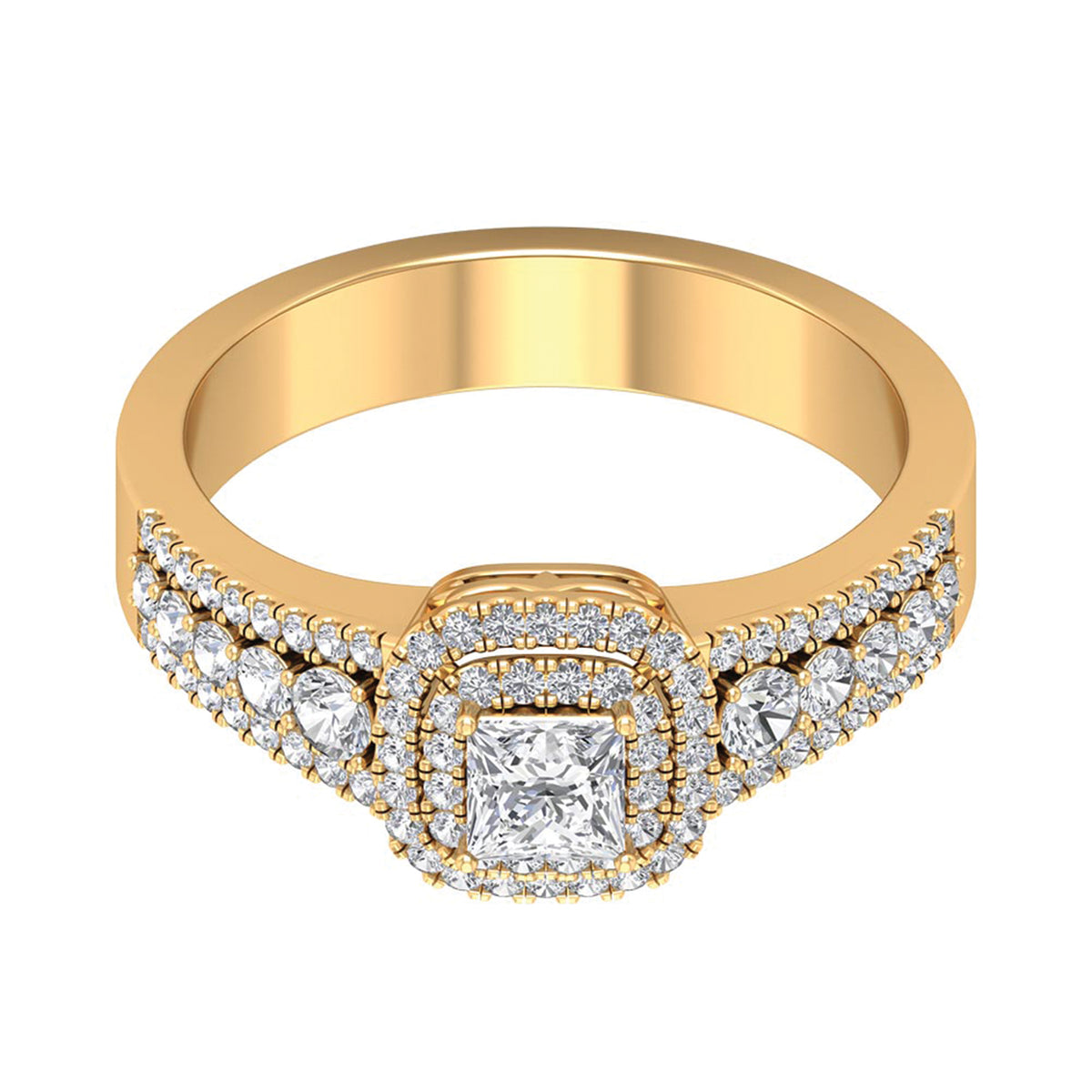Zircon Double Halo Engagement Ring – Rosec Jewels
