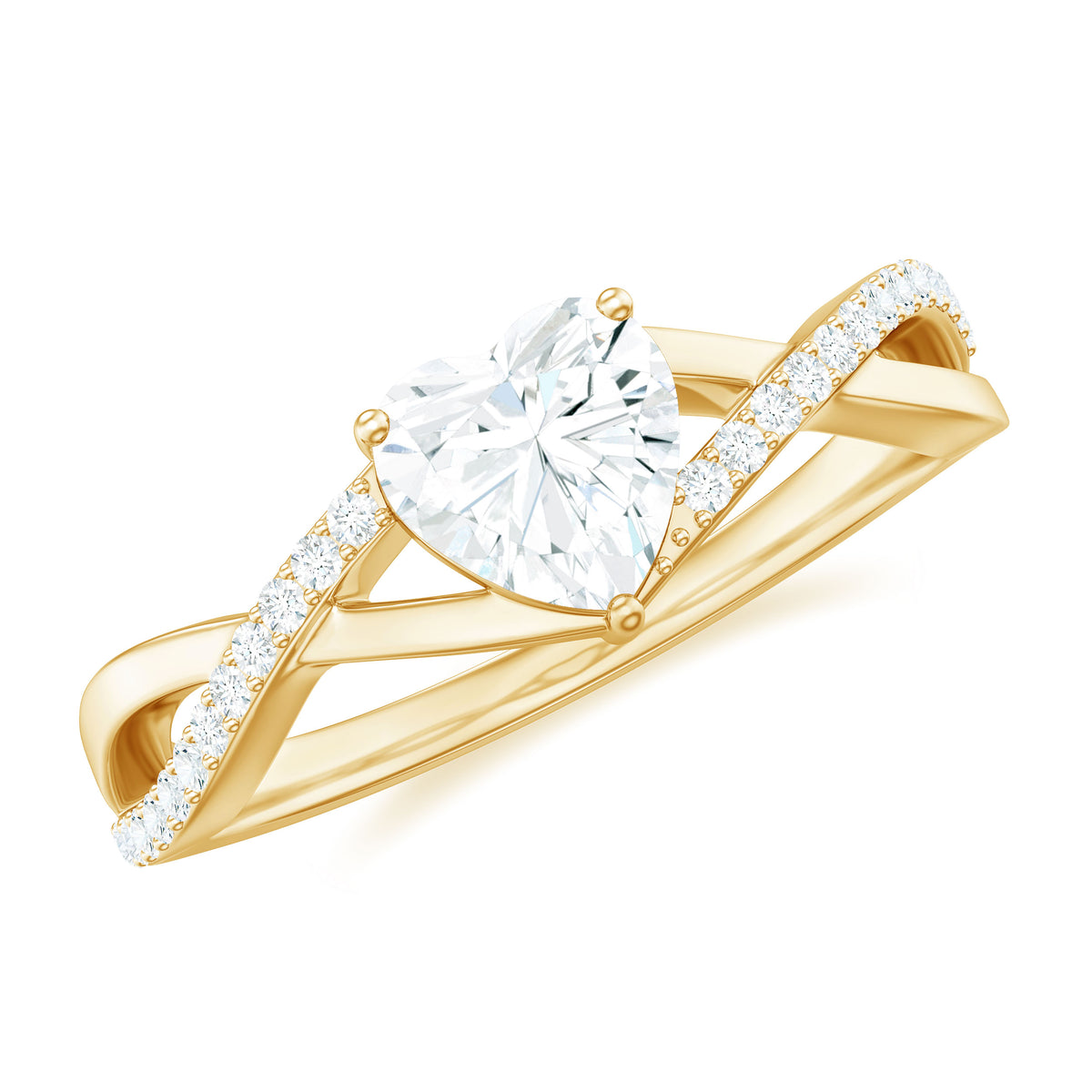 Lab Created Diamond Heart Crossover Engagement Ring – Rosec Jewels