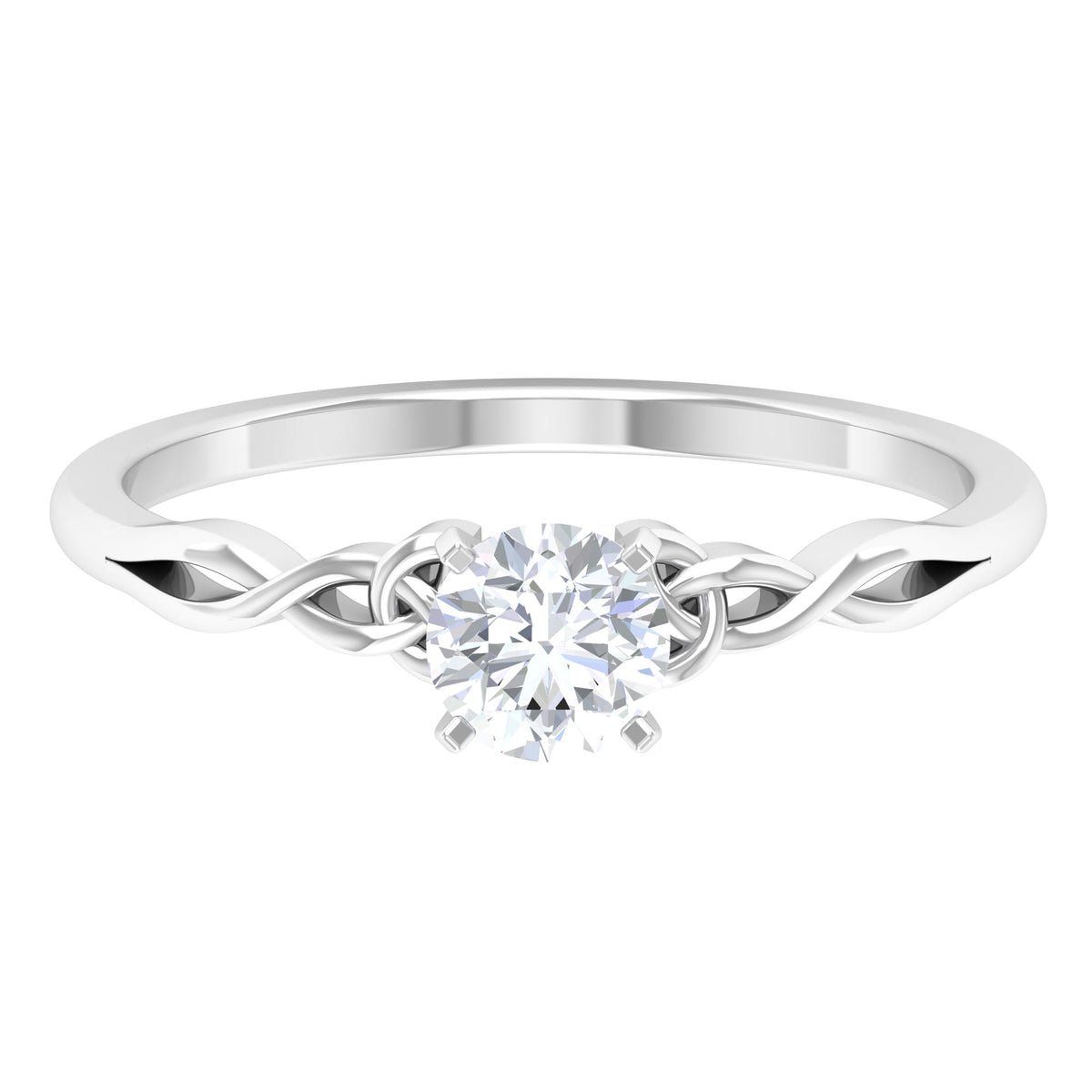 Round Moissanite Solitaire Celtic Promise Ring – Rosec Jewels