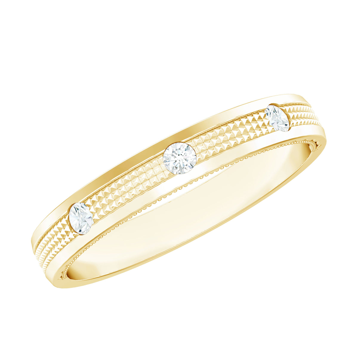 Diamond Flush Setting Band Ring in Gold – Rosec Jewels