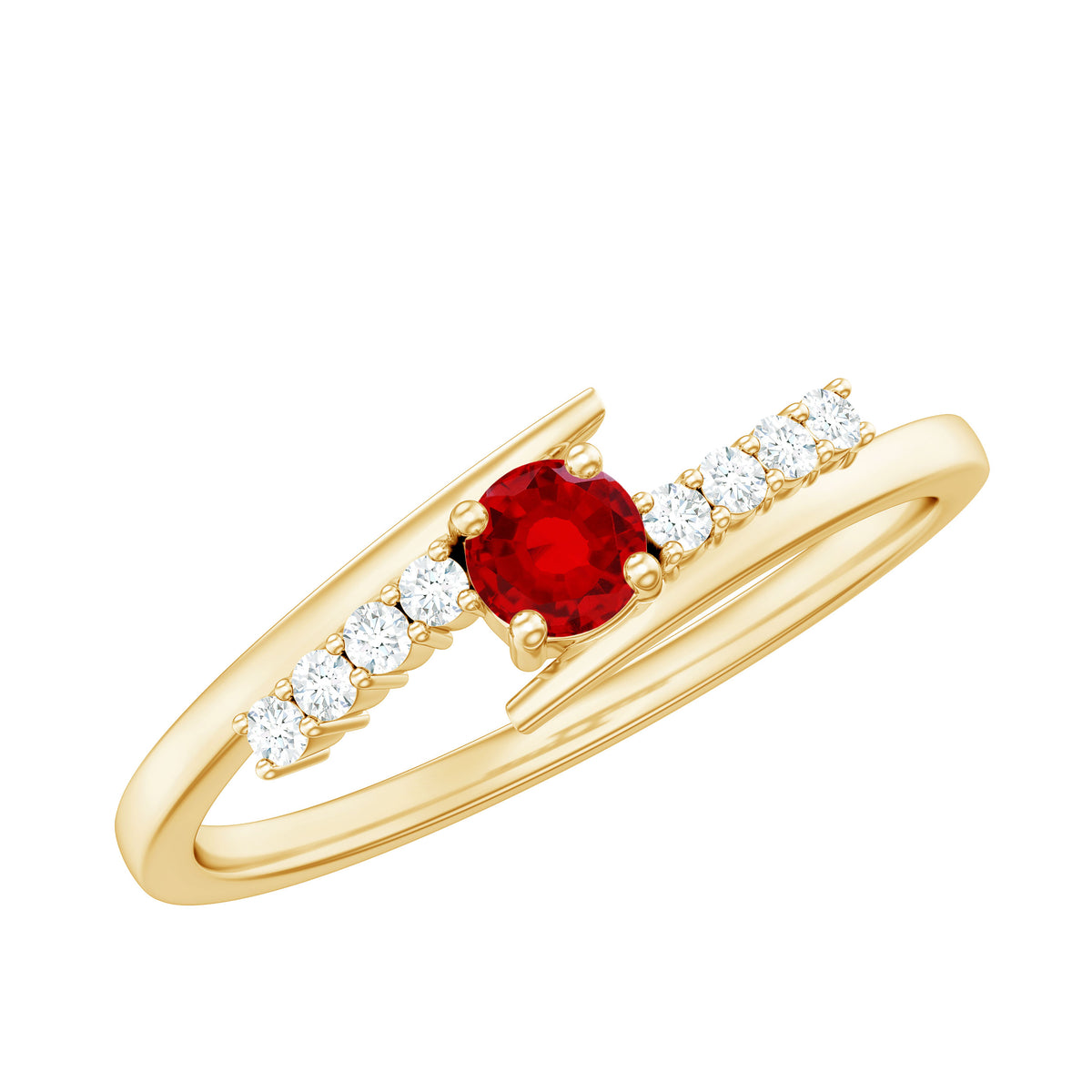 Lab Created Ruby and Diamond Promise Ring in Bypass Shank – Rosec Jewels