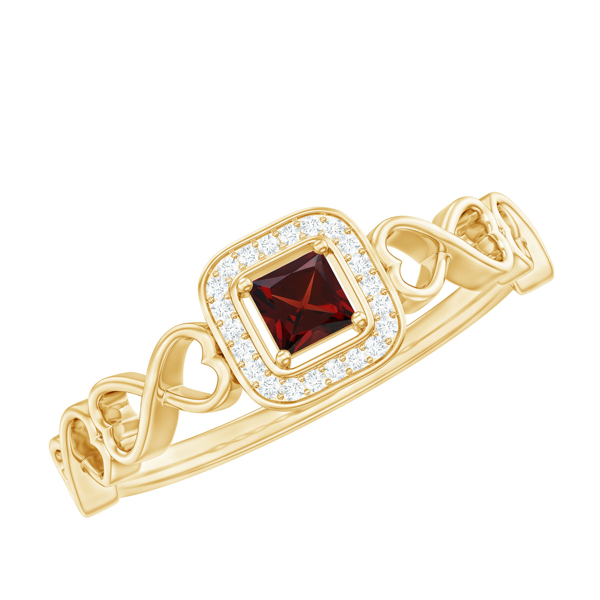 Princess Cut Garnet Infinity Heart Engagement Ring – Rosec Jewels