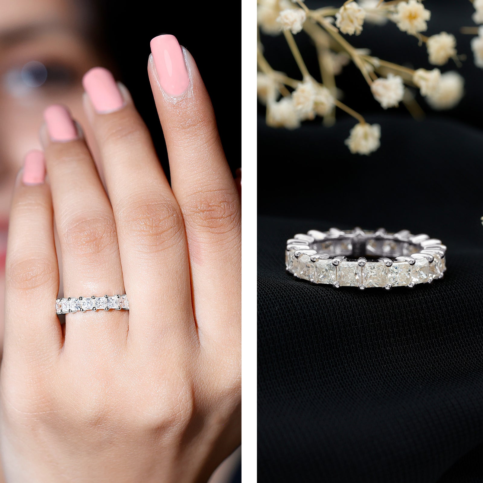 Princess Cut Certified Moissanite Full Eternity Ring – Rosec Jewels