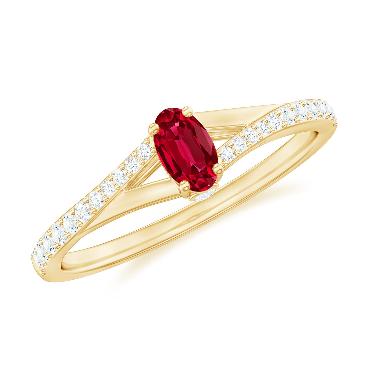 1/2 Ct Lab Grown Ruby Split Shank Solitaire Ring – Rosec Jewels