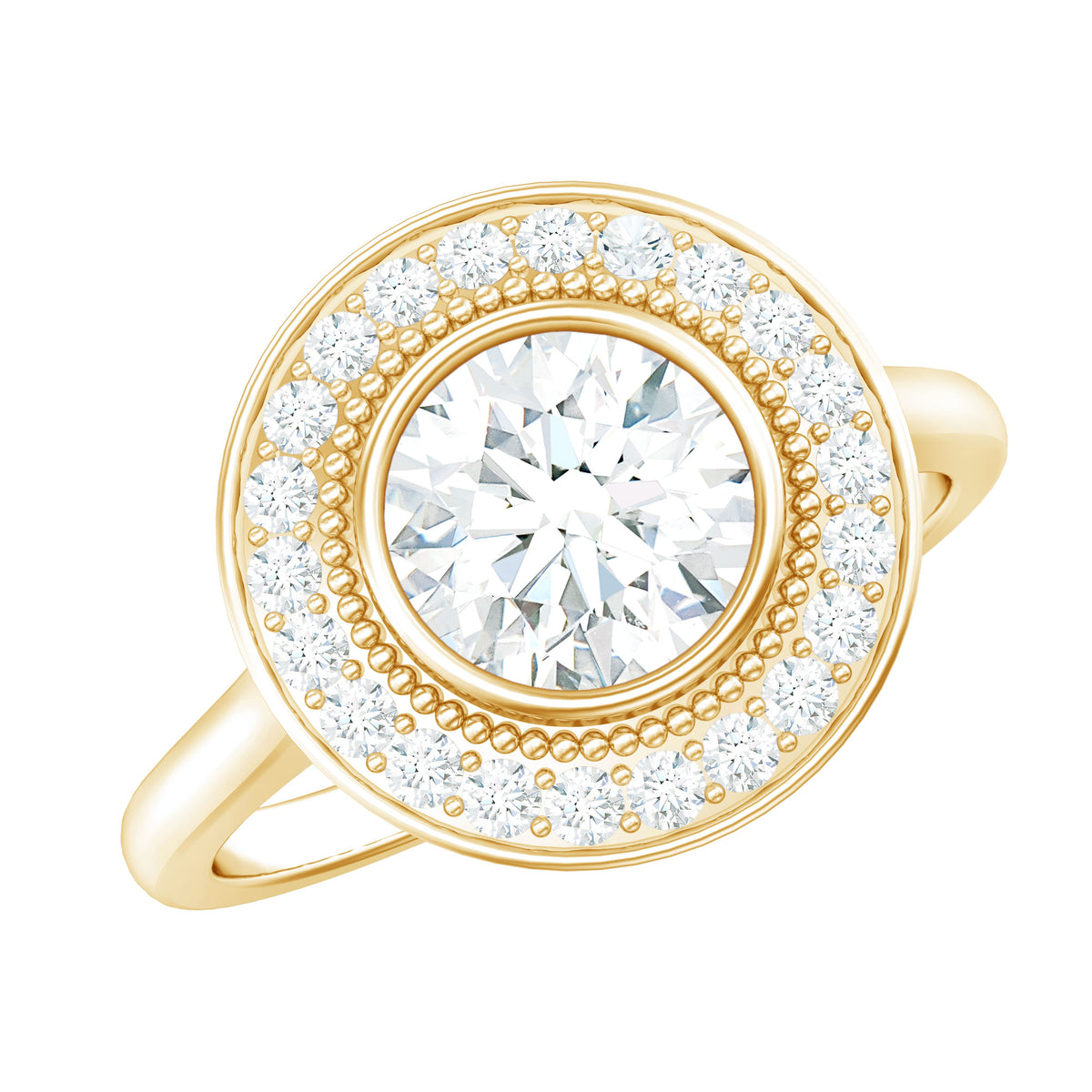 Vintage Round Moissanite Halo Engagement Ring – Rosec Jewels