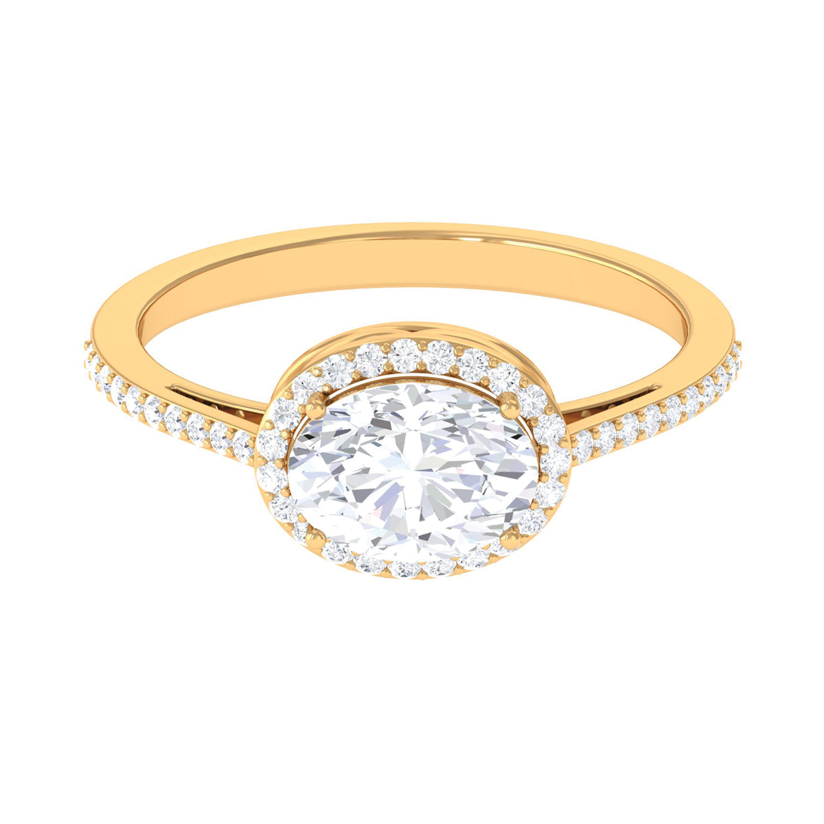 2.5 CT Oval Simulated Diamond East West Halo Engagement Ring – Rosec Jewels