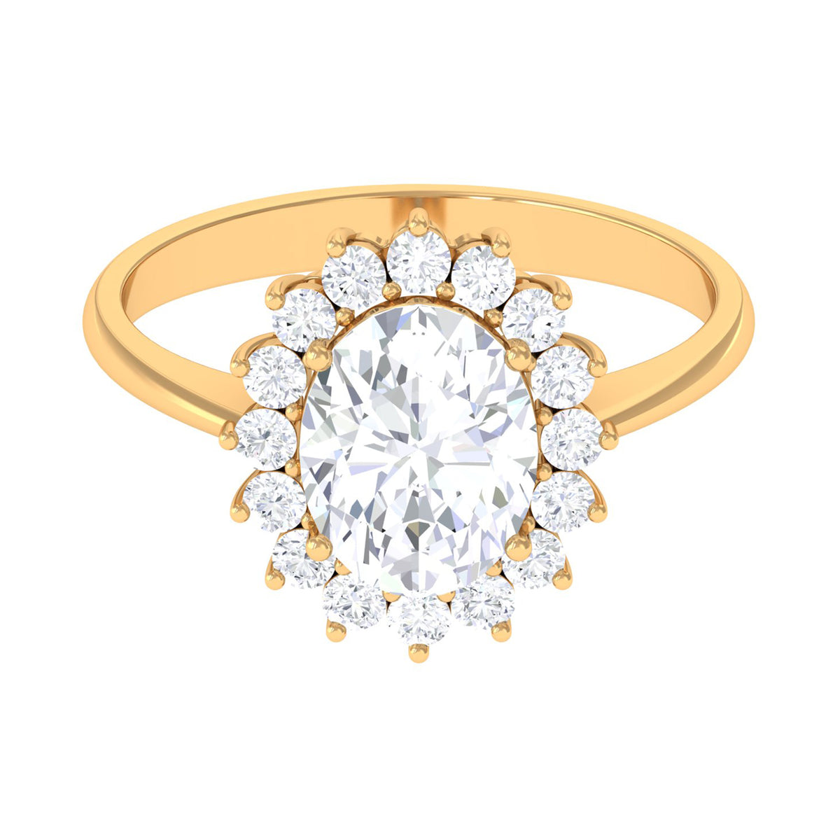Oval Cut Cubic Zirconia Halo Statement Engagement Ring – Rosec Jewels