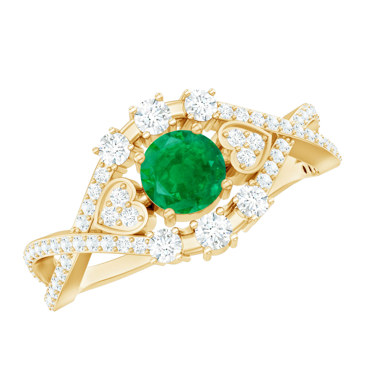 Natural Emerald Diamond Antique Crossover Ring – Rosec Jewels