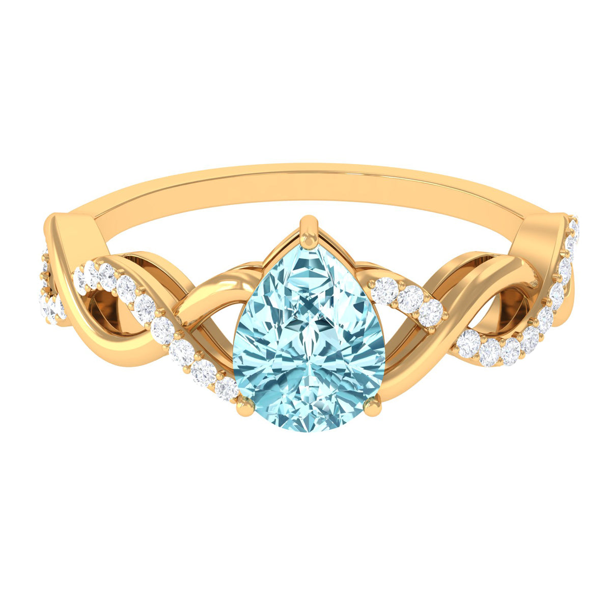 Natural Aquamarine Pear Shaped Engagement Ring with Diamond Infinity ...