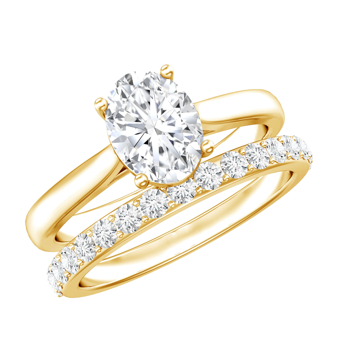 Oval Shape Solitaire Lab Grown Diamond Bridal Ring Set – Rosec Jewels