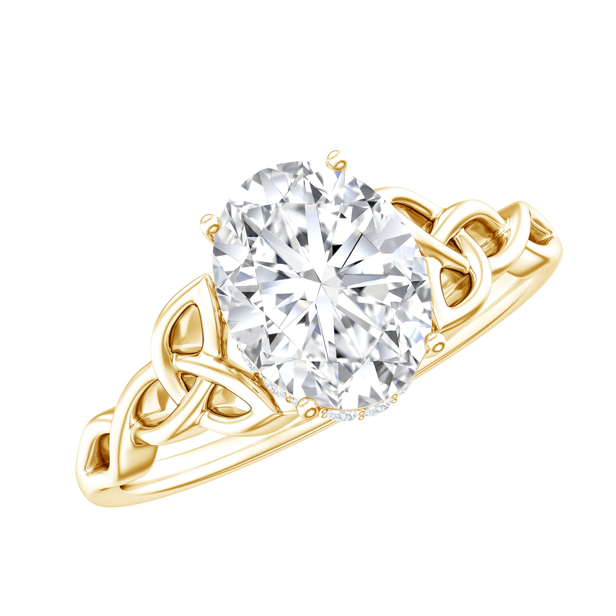 Certified 7X9MM Oval Moissanite Hidden Halo Engagement Ring – Rosec Jewels