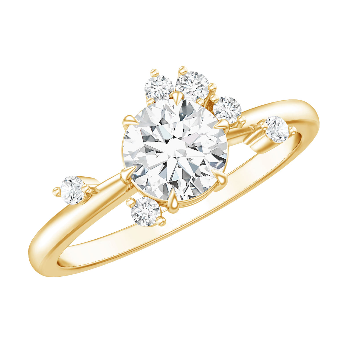 Round Cut Scatter Moissanite Unique Engagement Ring – Rosec Jewels