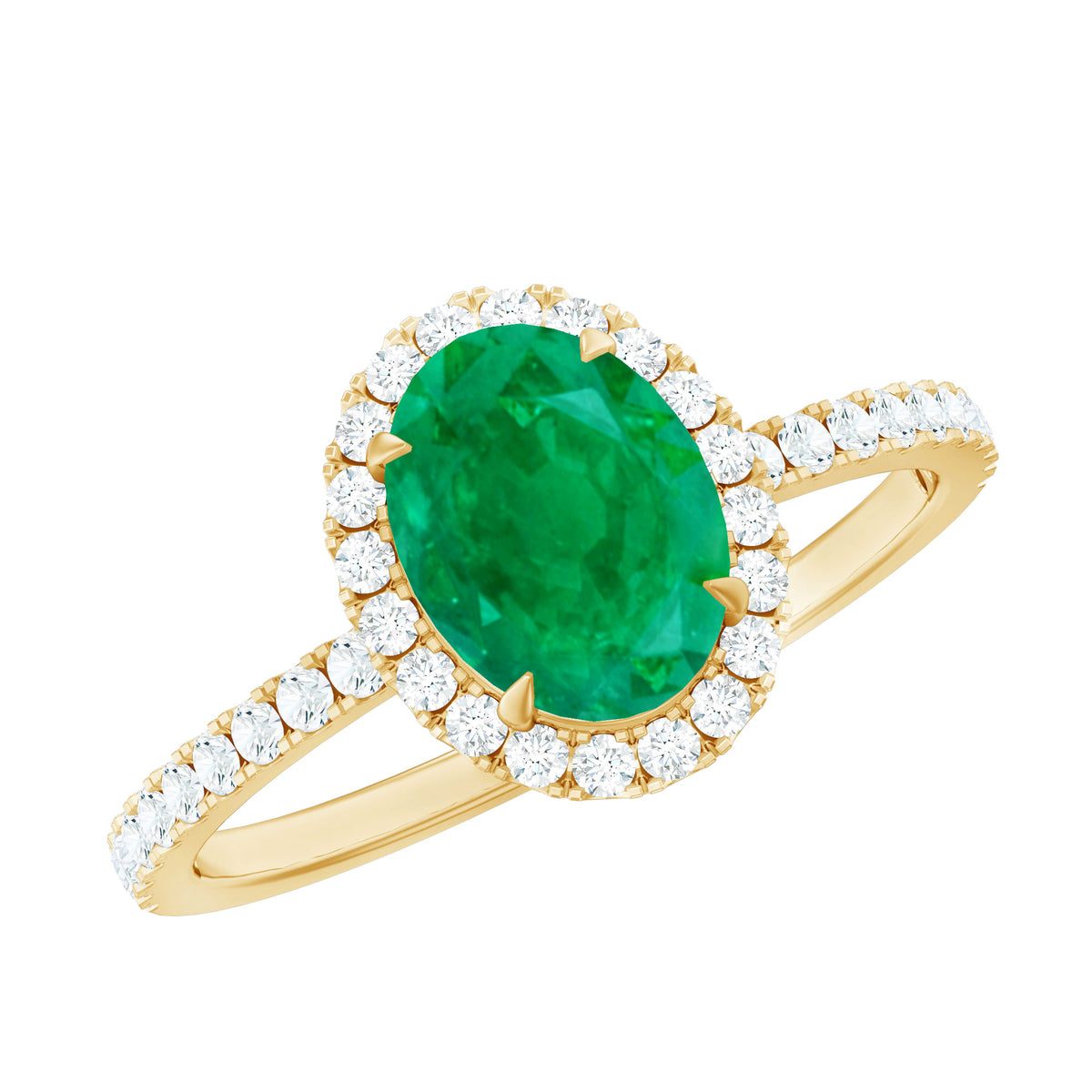 Oval Emerald Halo Engagement Ring with Diamond – Rosec Jewels