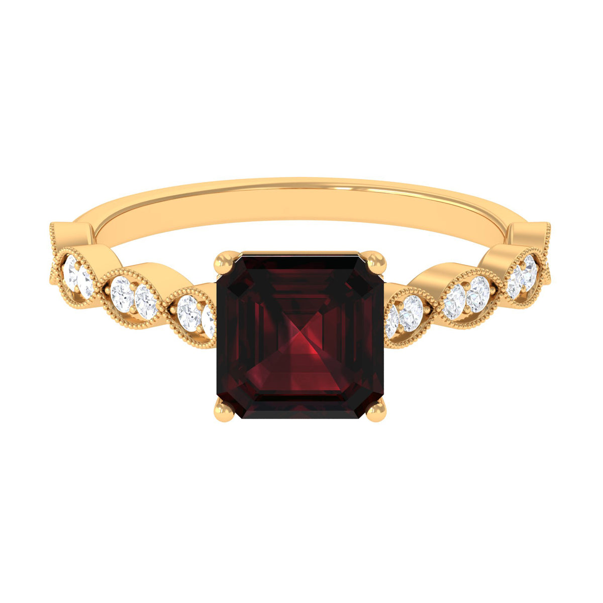 8mm Asscher Cut Garnet Engagement Ring – Rosec Jewels