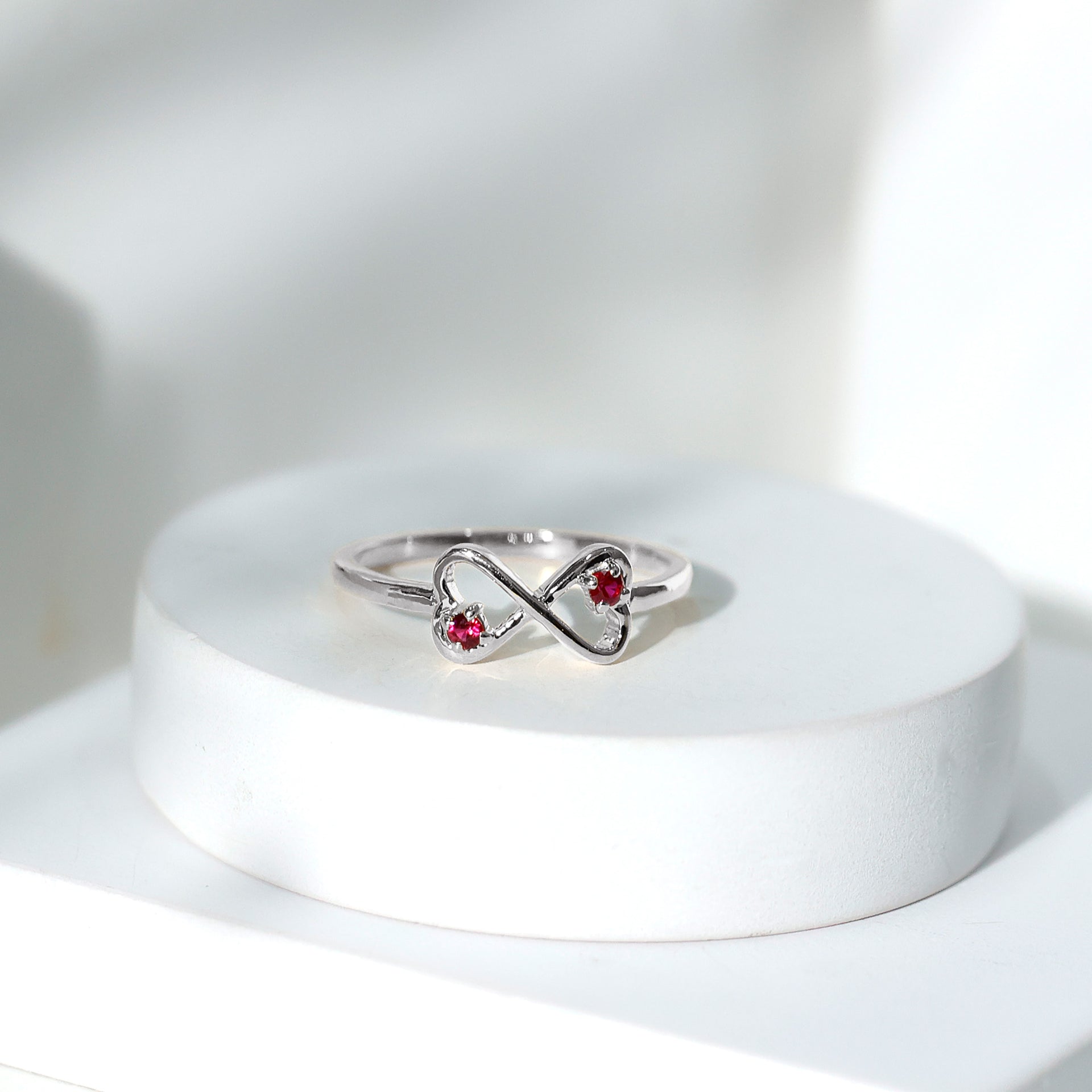 Created Ruby Infinity Heart Promise Ring – Rosec Jewels