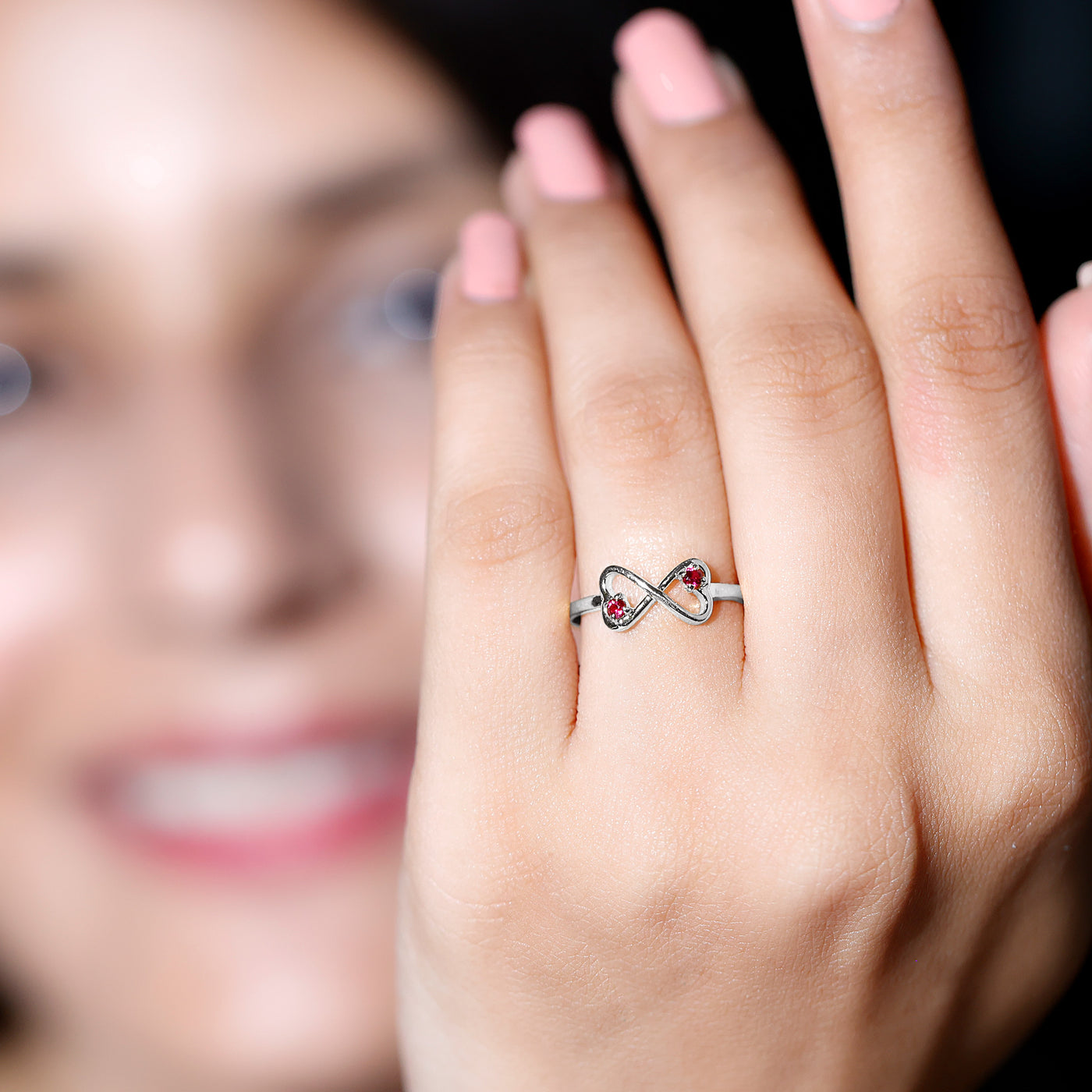 Created Ruby Infinity Heart Promise Ring – Rosec Jewels