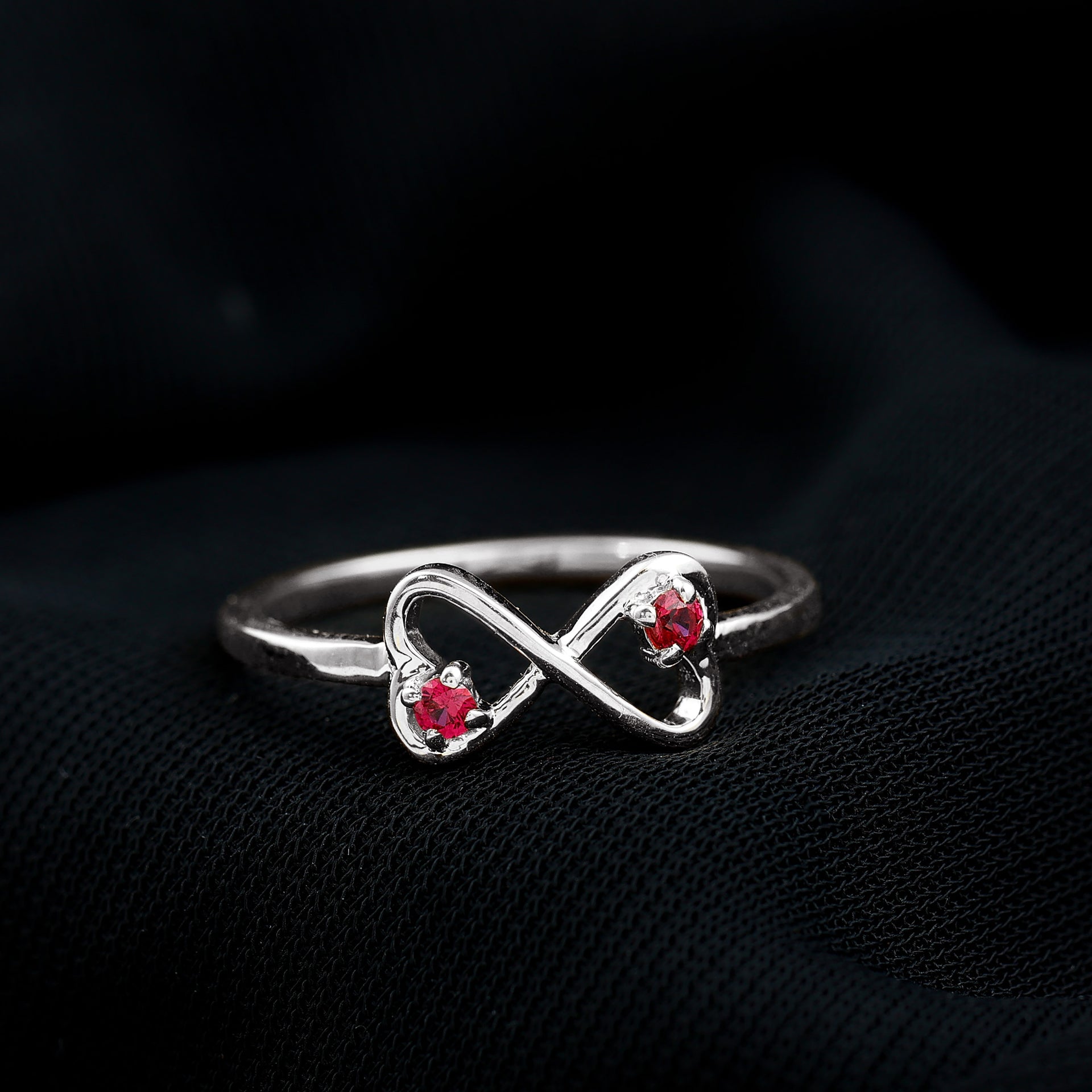 Created Ruby Infinity Heart Promise Ring – Rosec Jewels