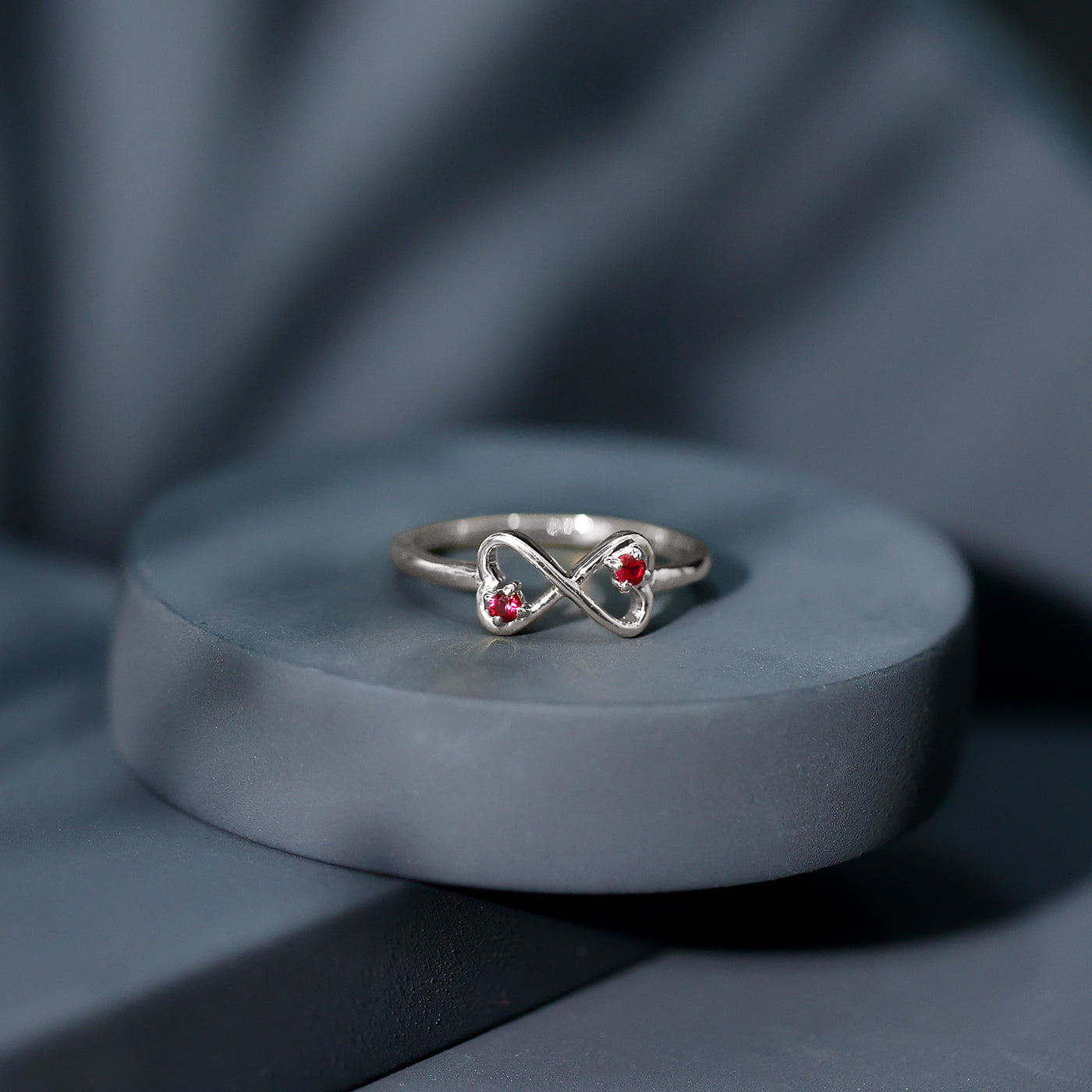 Created Ruby Infinity Heart Promise Ring – Rosec Jewels