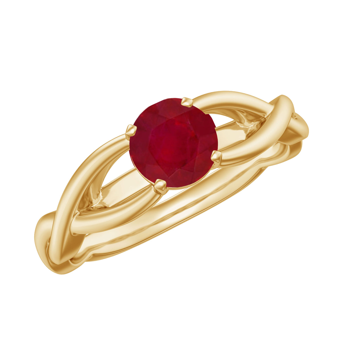 Natural Ruby Solitaire Ring in Crossover Shank – Rosec Jewels