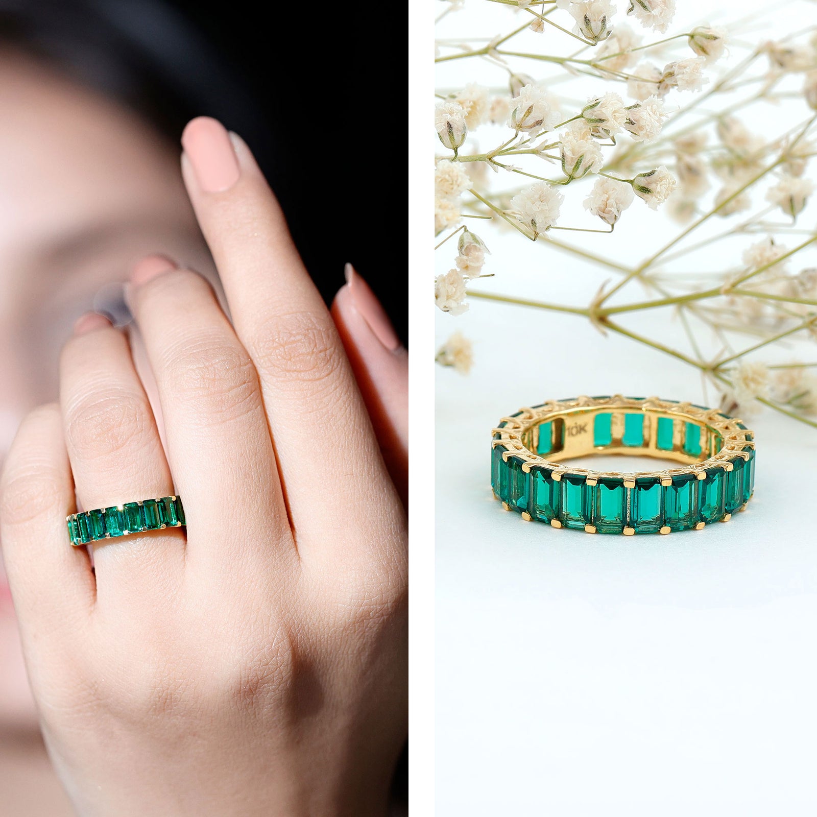 Certified Lab Created Emerald Full Eternity Ring – Rosec Jewels