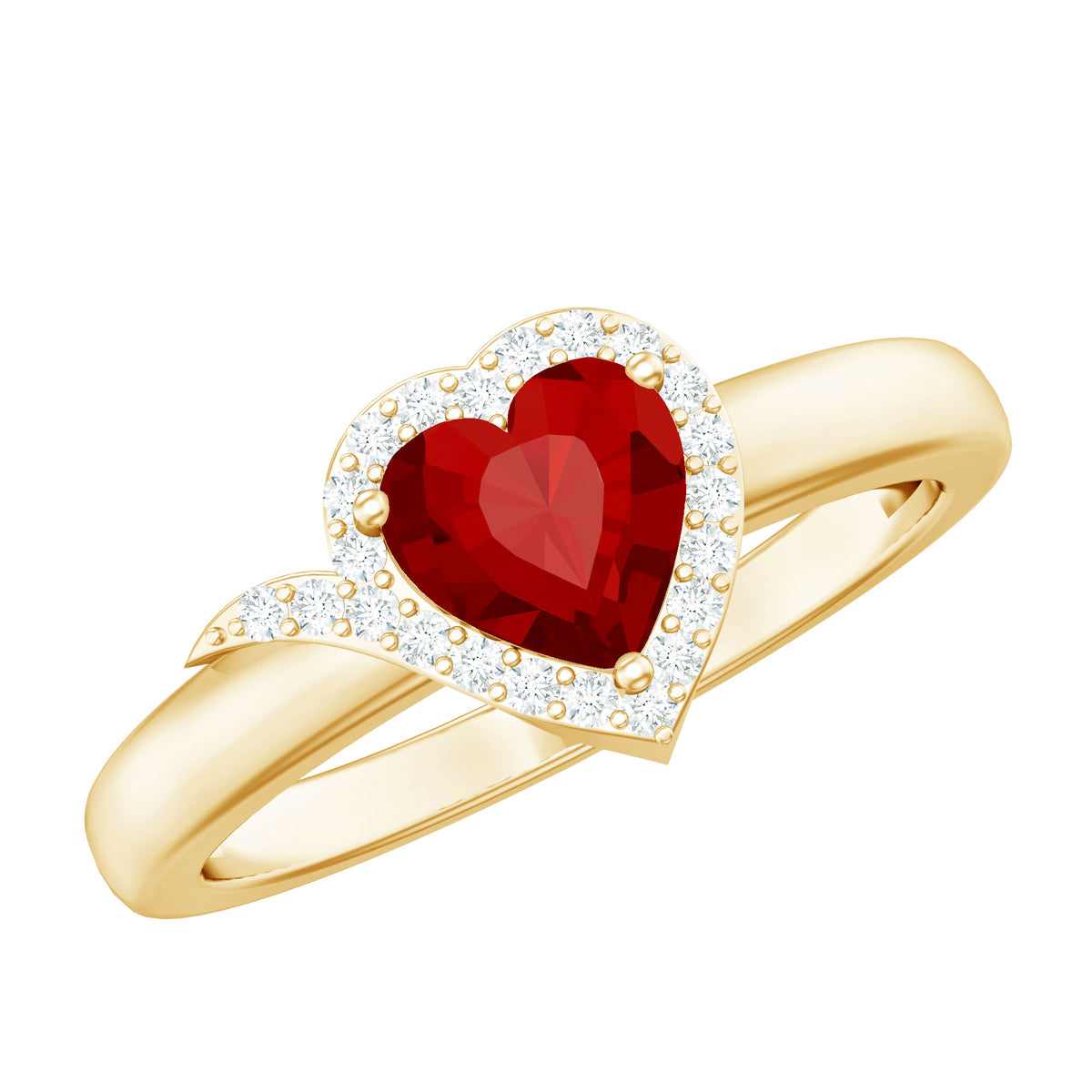 6 MM Lab Grown Ruby Heart Engagement Ring with Diamond Halo – Rosec Jewels